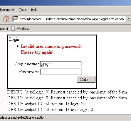 Login Form Using Ajax