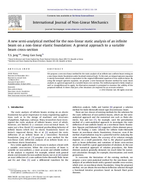 Pdf A New Semi Analytical Method For The Non Linear Static Analysis Of An Infinite Beam On A