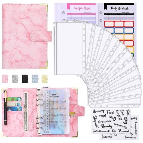 A6 Budgetplanner Met Geldenveloppen Pink Marble Budget Planner