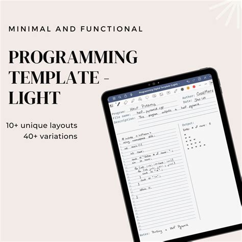 Coding Programmingtemplate Digital Notebook Light Theme For Goodnotes Notability Onenote On