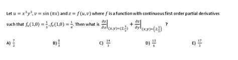 solved let u x3y3 v sin πx and z f u v where f is a