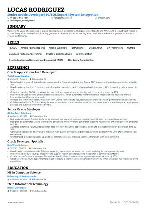 Senior Oracle Developer Resume Examples Guide For
