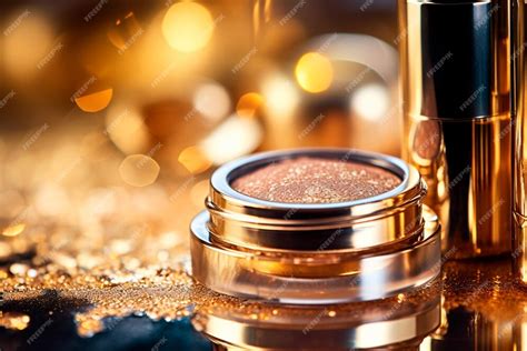 Closeup Of A Lavish Makeup Kit Filled With Luxurious Golden Containers