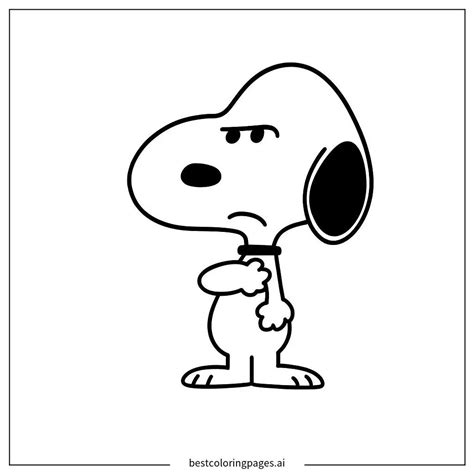 Snoopys Skeptical Expression Coloring Page Free Printable
