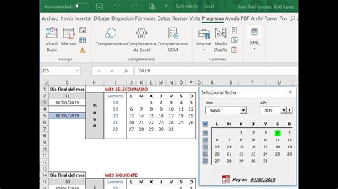 vba excel calendario vídeo 4 youtube