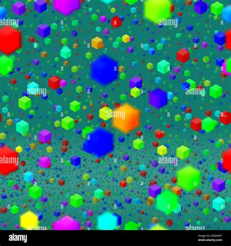 Abstract Seamless Flying Colorful Cube Background Pattern With Random