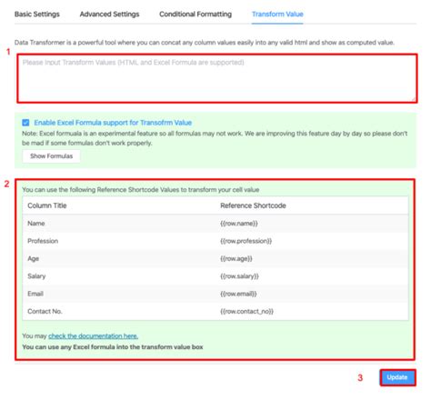 Transform Value In Ninja Tables
