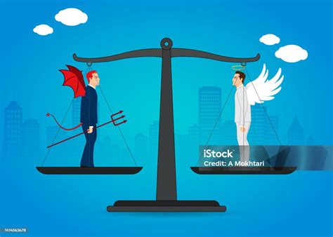 Ilustración De Equilibrio Entre El Mal Y El Bien Y Más Vectores Libres