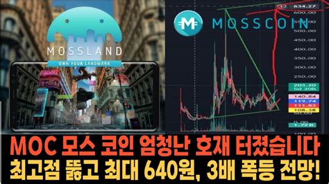 Moc 모스 코인 가격 전망 엄청난 호재 터졌습니다 최고점 뚫고 최대 640원 3배 폭등 관점 실시간 차트 분석으로 합병 상폐대응 매수 매도 가격 목표가 공개