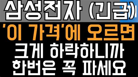 삼성전자 주가전망 긴급 이 가격에 오르면 크게 하락하니까 한번은 꼭 파세요 Youtube