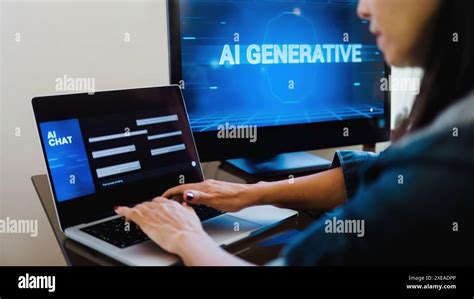 Ai Generative App Woman Chatting With Artificial Intelligence Software