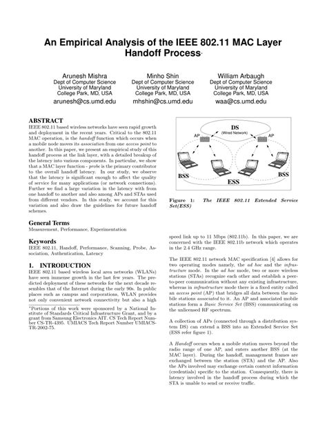 Pdf An Empirical Analysis Of The Ieee 80211 Mac Layer Handoff Process