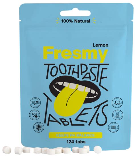 Fresmy Lemon Toothpaste Tablets 124 Pcs Mēness Aptieka