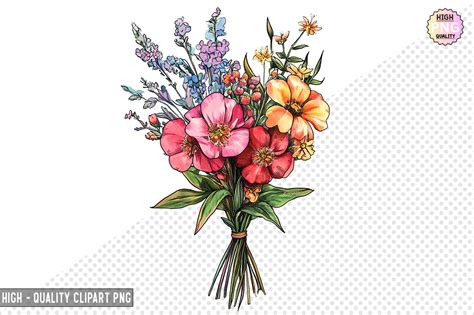 Watercolor Flower Bouquet Clipart Png Graphic By Svg Print Design