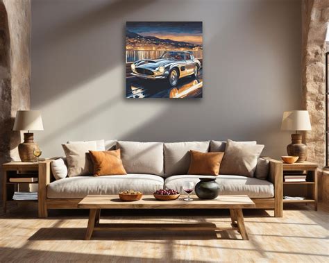 Silver Chrome Metallic Colored Luxury Sports Car Canvas Wall Art Canvas