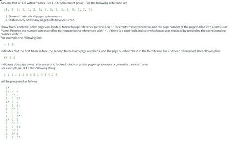 Solved Assume That An Os With 3 Frames Uses Lru Replacement