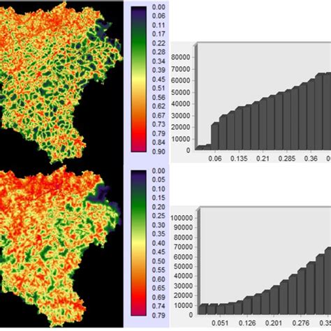 Probability Maps And Histograms Of The Svm Top And The Logit Bottom