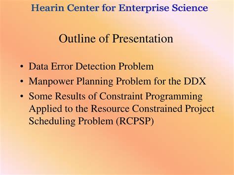 PPT Applications Of Constraint Programming Data Error Detection And Manpower Planning In The