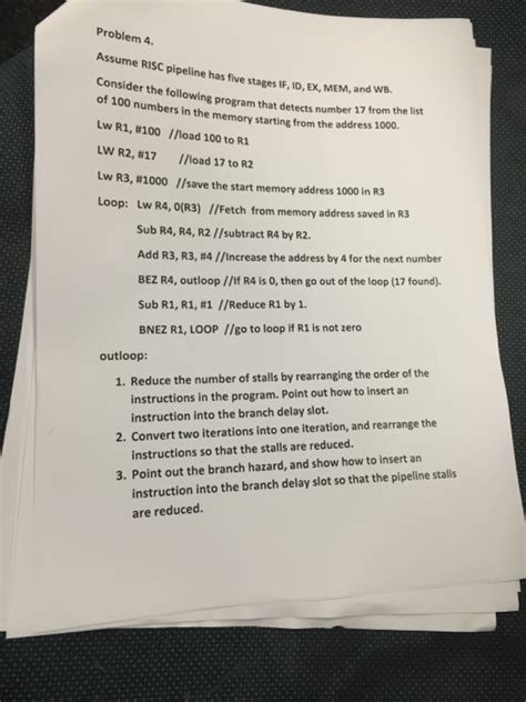 solved problem 4 assume risc pipeline has five stages