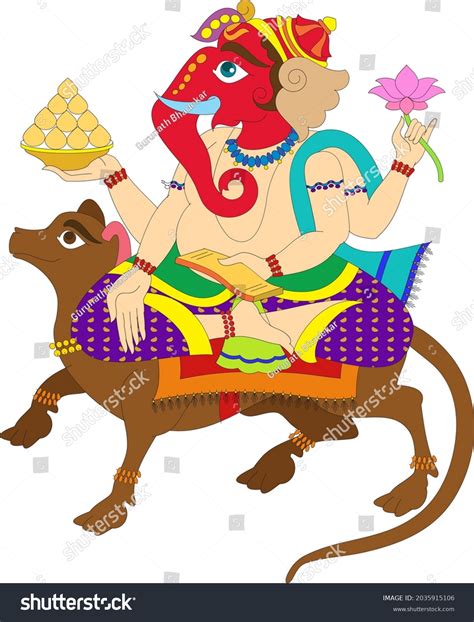Illustration Lord Ganpati Ganesha Drawn Pinguli Stock Vector Royalty