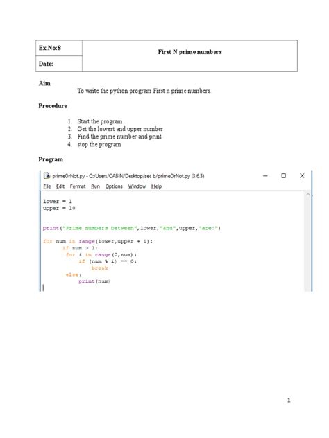 To Write The Python Program First N Prime Numbers Pdf Teaching Mathematics Computer