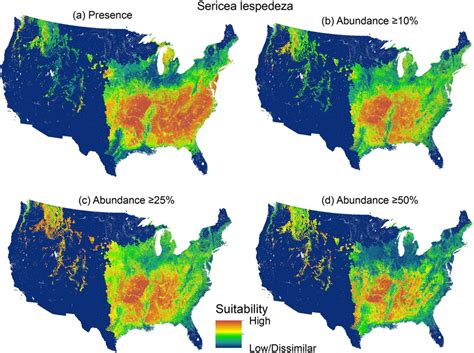 Predicted Habitat Suitability For Sericea Lespedeza L Cuneata In The