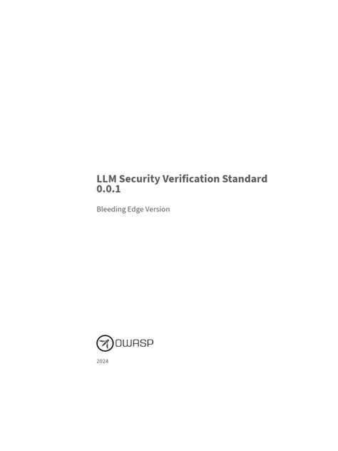 Owasp Large Language Model Security Verification Standard 01 En Pdf