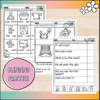 Spring Themed Digraph Worksheets And Word Work Practice Ck Sh Th Ch Ng