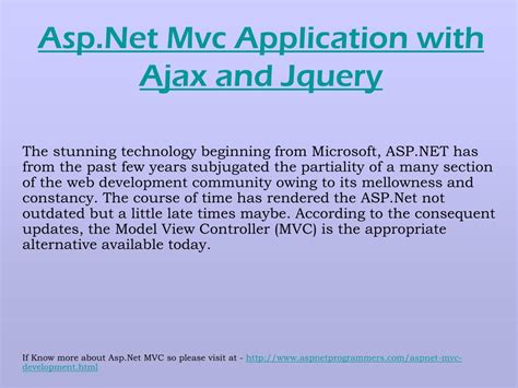 Ppt Jquery Ajax With Aspnet Mvc Powerpoint Presentation Free Download Id91598