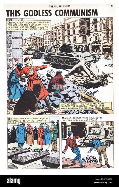 Cartoon Depiction Of Anti Soviet Uprising And Protest In Hungary And