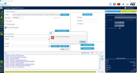 Solved Cubeprogrammer Firmware Upgrade Error Firmware Stmicroelectronics Community
