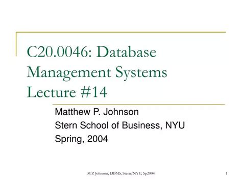 Ppt C20 0046 Database Management Systems Lecture 14 Powerpoint