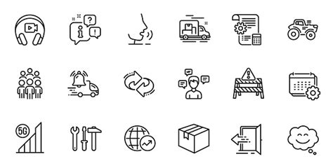 스마일 채팅 캘린더 및 그룹 사람들 라인 아이콘의 개요 세트는 웹 응용 프로그램에 대한 아이콘입니다 디자인을 위해 벡터 5g에 대한 스톡 벡터 아트 및 기타 이미지 Istock