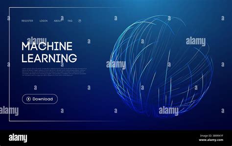 Machine Learning Technology With Abstract Glowing Sphere Futuristic Blue Background Artificial