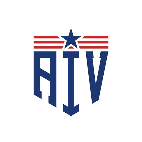애국적 인 Aiv 로고 별과 미국 발 줄무 문자 Aiv로고 미국 대 프리미엄 벡터