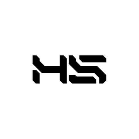 hs 모노그램 로고 디자인 문자 텍스트 이름 기호 모노크롬 로고 타입 알파 문자 간단한 로고 프리미엄 벡터