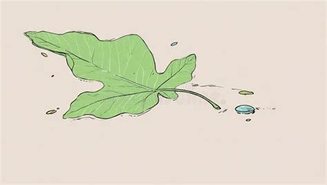 Close Up Illustration Of A Fallen Leaf Falling In A Stream Anime Style