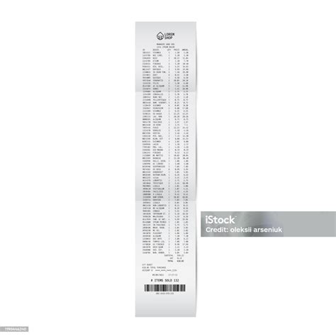 Template Of A Check From A Shop Or Supermarket Or Restaurant White