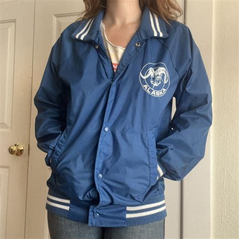 Vintage Blue Windbreaker Souvenir Jacket Letterman Depop