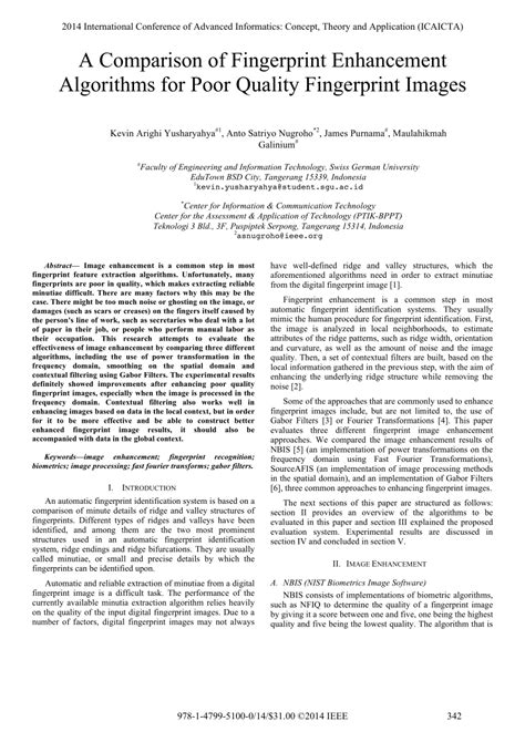 Pdf A Comparison Of Fingerprint Enhancement Algorithms For Poor