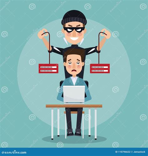 Scene Color Programmer Man In Desk With Laptop And Thief Man Hacker