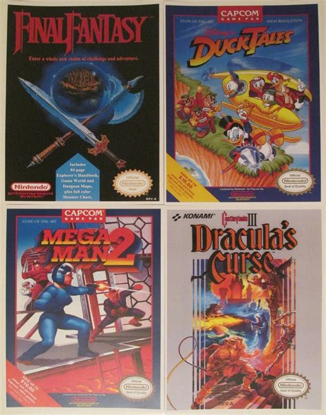 Nintendo Nes Retro Video Game Box Art Reproduction Four 8 5x11 Poster