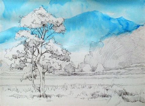 나무가 있는 풍경 수채화 과정 수채화 유화 그림