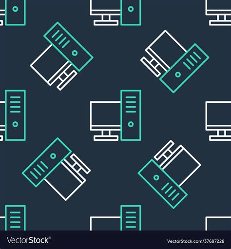 Line Computer Monitor Icon Isolated Seamless Vector Image