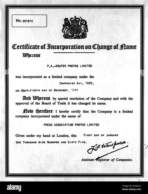 Name Change Certificate Black And White Stock Photos Images Alamy