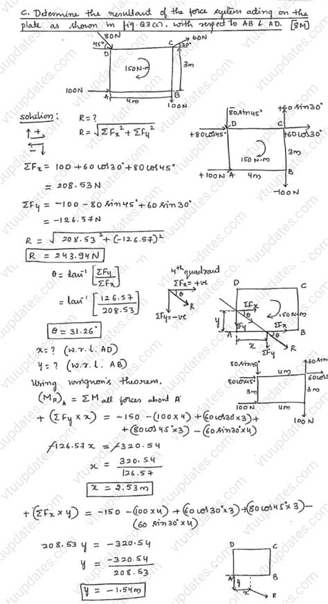 Determine The Resultant Of The Force System Acting On The Plate As Shown In Fig Q 3 C With