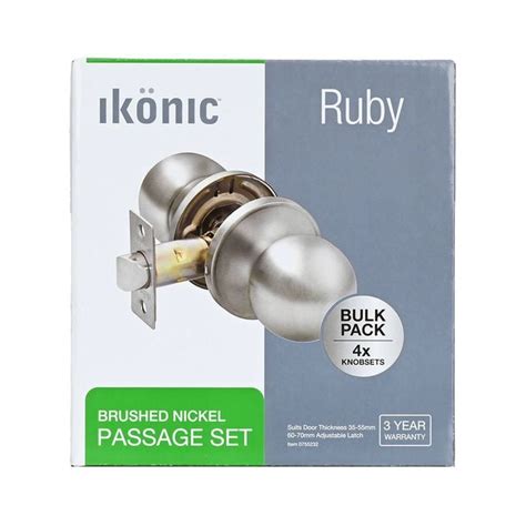 Ikonic Brushed Nickel Ruby Passage Knob Set 4 Pack Bunnings Australia