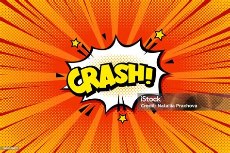 구름 광선 및 하프톤 효과 빨간색 배경으로 만화 연설 거품을 충돌시킵니다 복고풍 스타일의 팝 아트 벡터 만화 일러스트레이션 만화책에 대한 스톡 벡터 아트 및 기타 이미지