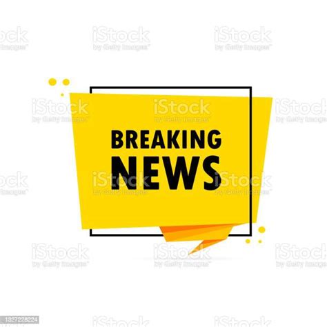 뉴스 속보 종이 접기 스타일의 음성 거품 배너 속보 텍스트와 스티커 디자인 템플릿 벡터 Eps 10 흰색 배경에 격리 Live Event에 대한 스톡 벡터 아트 및 기타