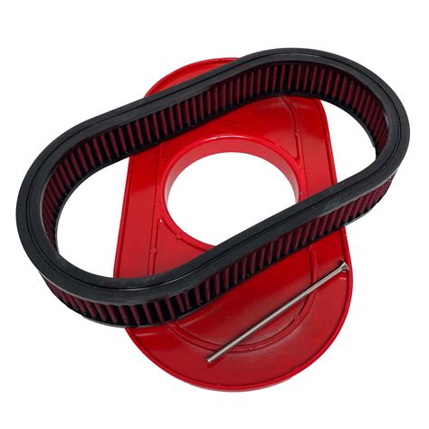 15 Oval Raised Billet Top Air Cleaner Kit Custom Red Ansen Usa